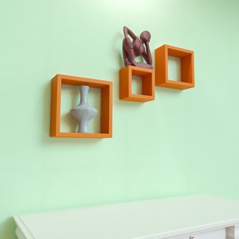 Set of 3 Nesting Square Wall Shelves by DecorNation - Orange
