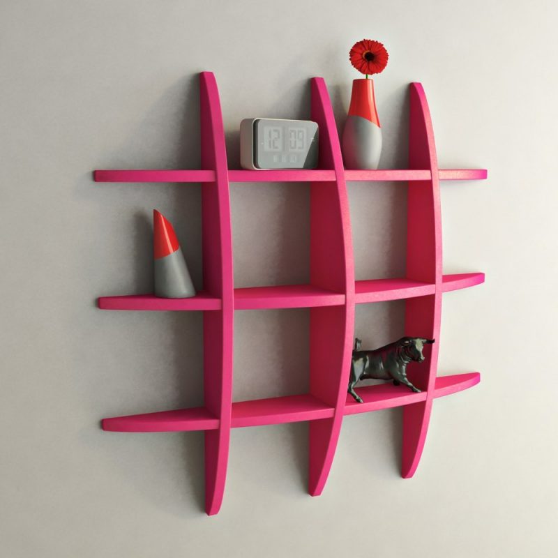 Floating Globe Shape Designer Wall Shelves - Pink