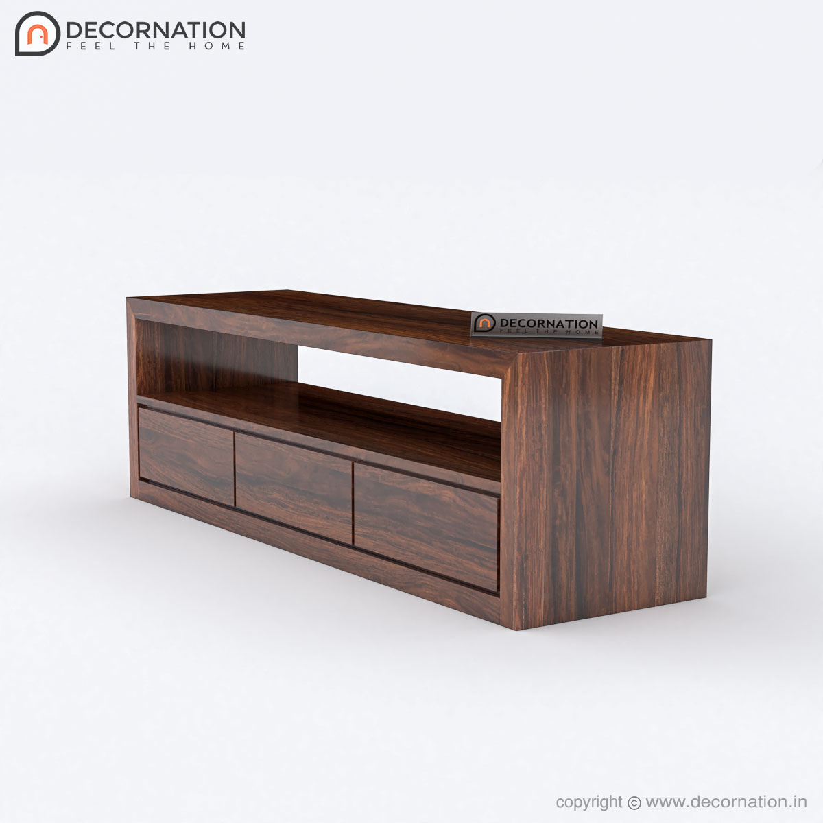 Eppis Solid Wood TV Table With Storage- Natural Finish - Decornation