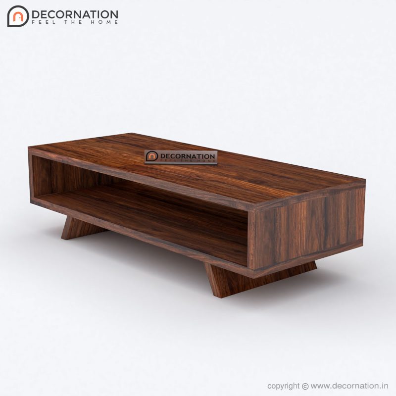 Illias Solid Wood TV Table With Storage - Brown - Decornation