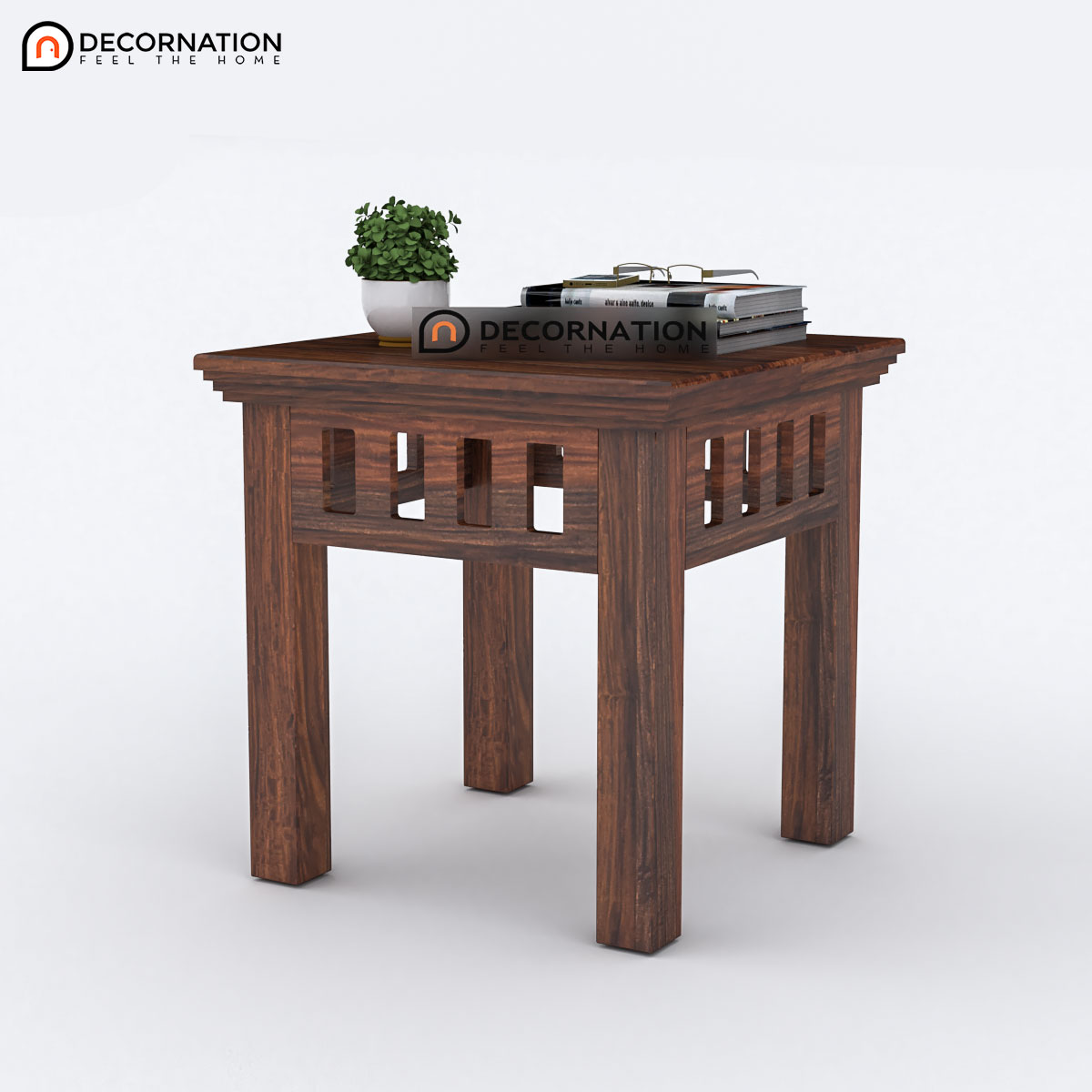 Ural Wooden Bedroom Side Table - Brown - Decornation