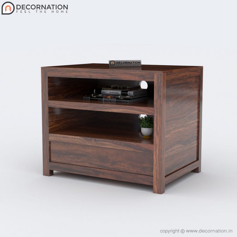 Eos Solid Wood Storage Livingroom TV Table - Dark Brown - Decornation