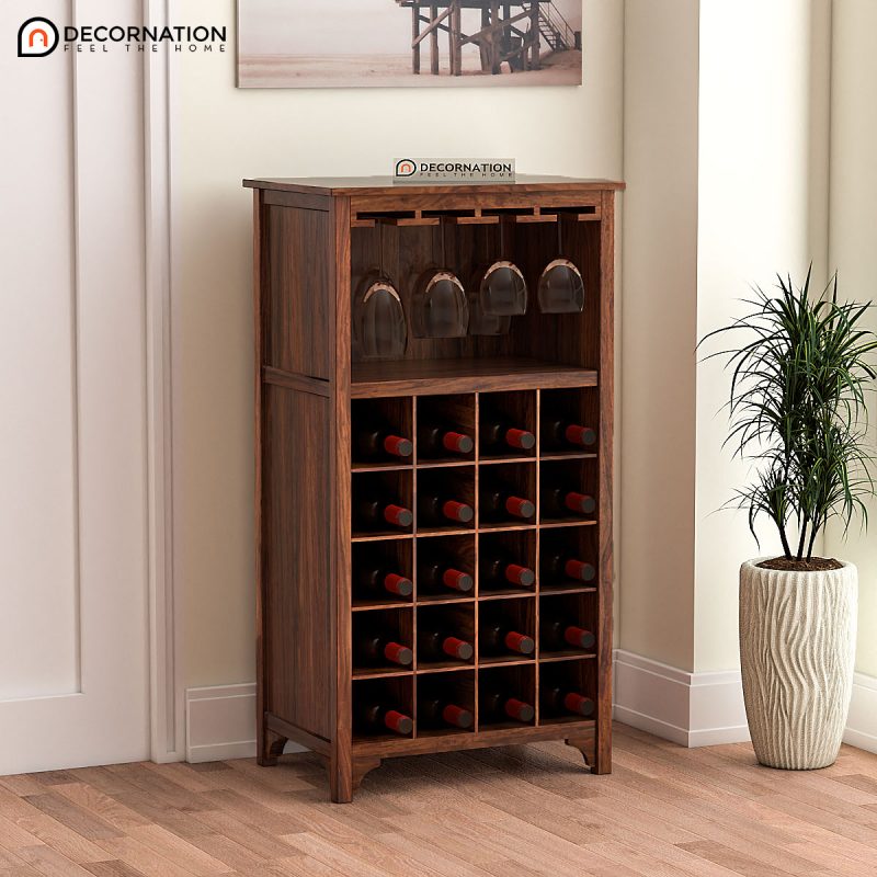Laredo Solid Wood Bar Unit Cabinet - Dark Brown - Decornation
