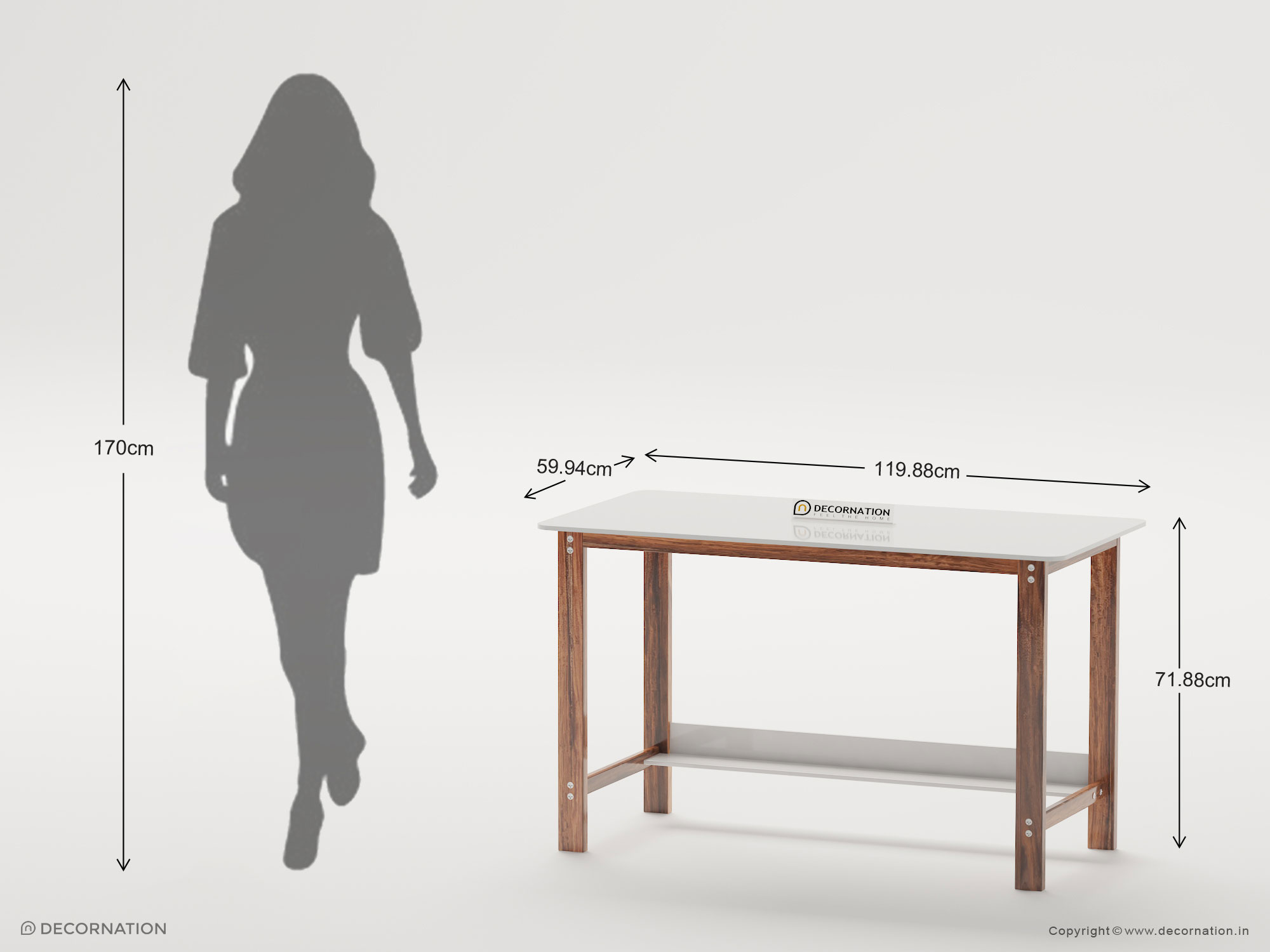 Buy Online Enya White Solid Wood & MDF Study Table in White - Decornation
