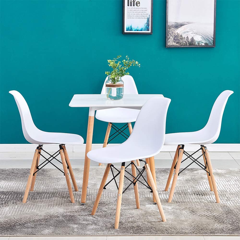 Fern Modern European Dining Table Set Of 4 Chairs White Decornation